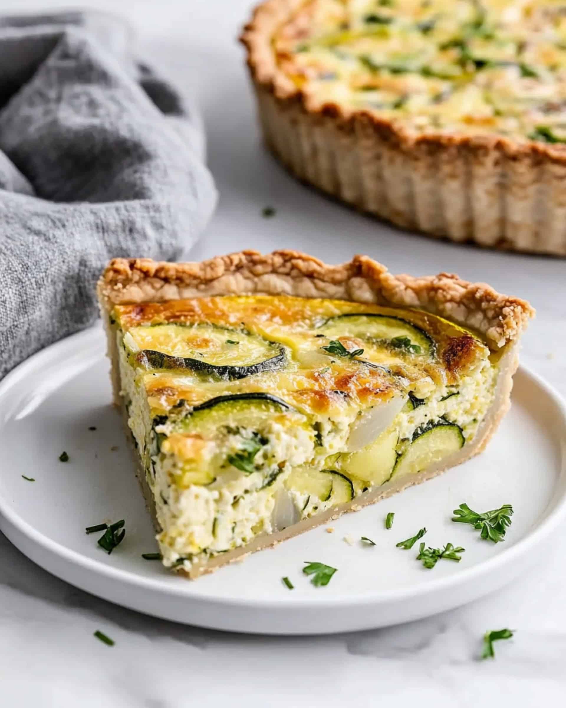Cheesy Zucchini Quiche Recipe - YummyHere