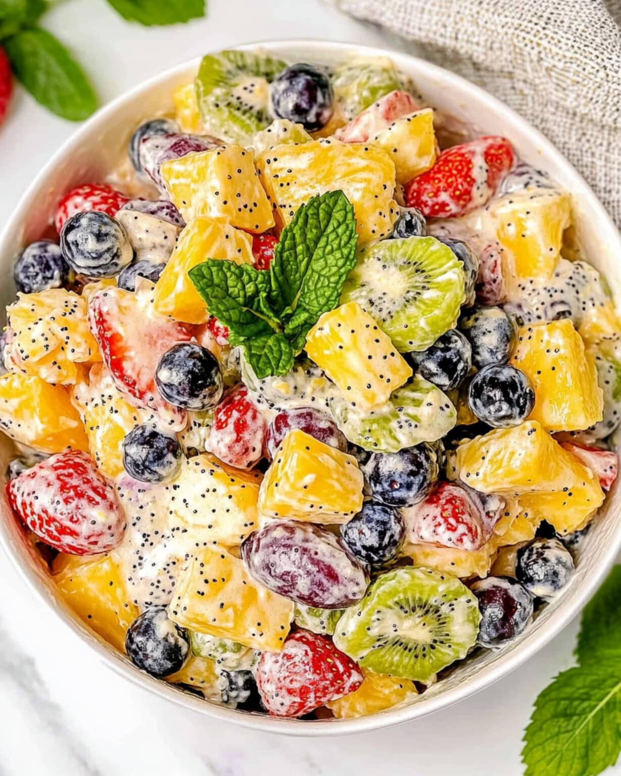 Fruit Salad with Poppy Seed Dressing Recipe - YummyHere
