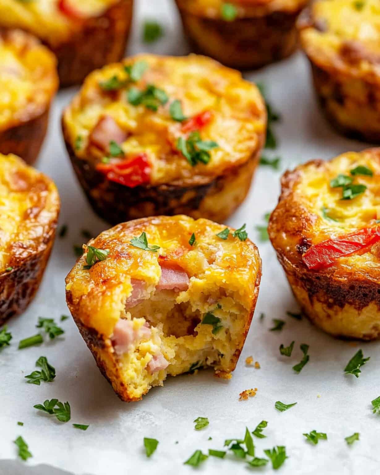 Leftover Ham and Cheese Breakfast Muffins Recipe - YummyHere