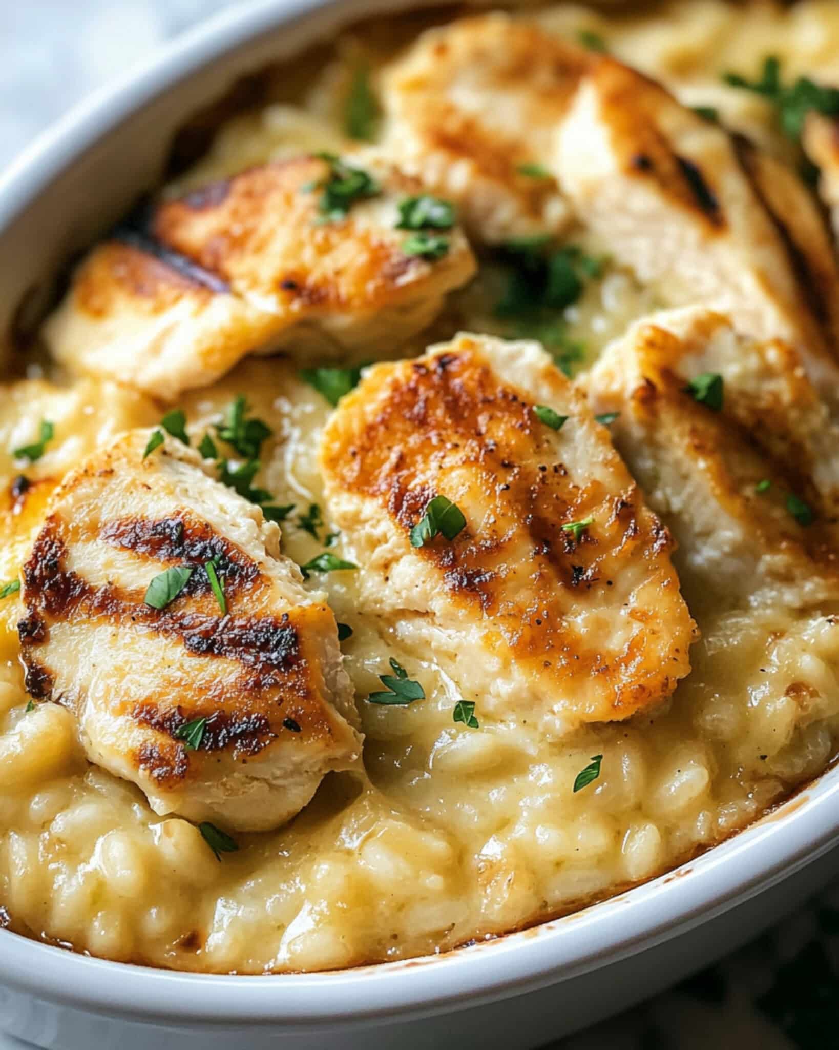 Cheesy Chicken Risotto Recipe - YummyHere