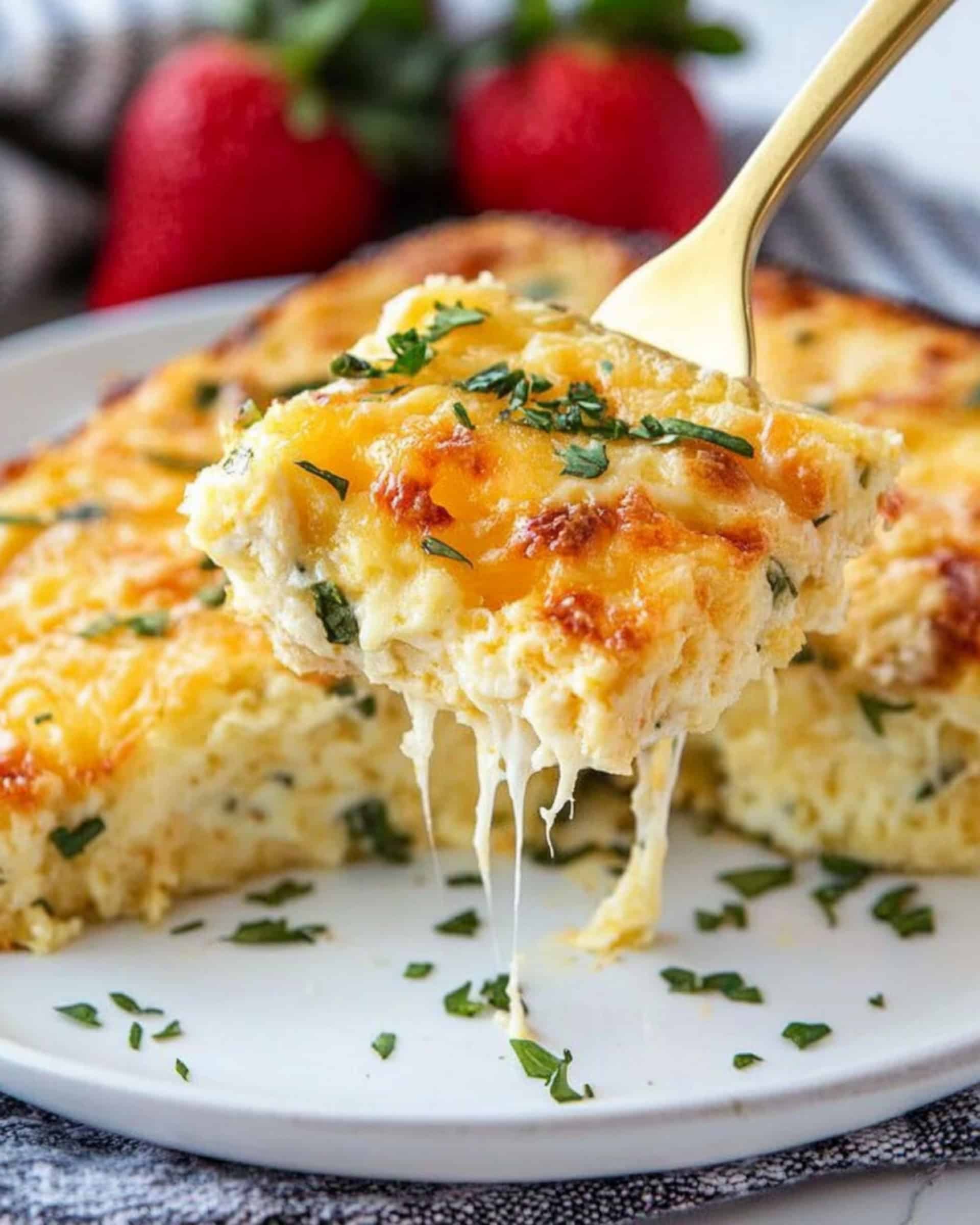Cheesy Egg Casserole Recipe - YummyHere