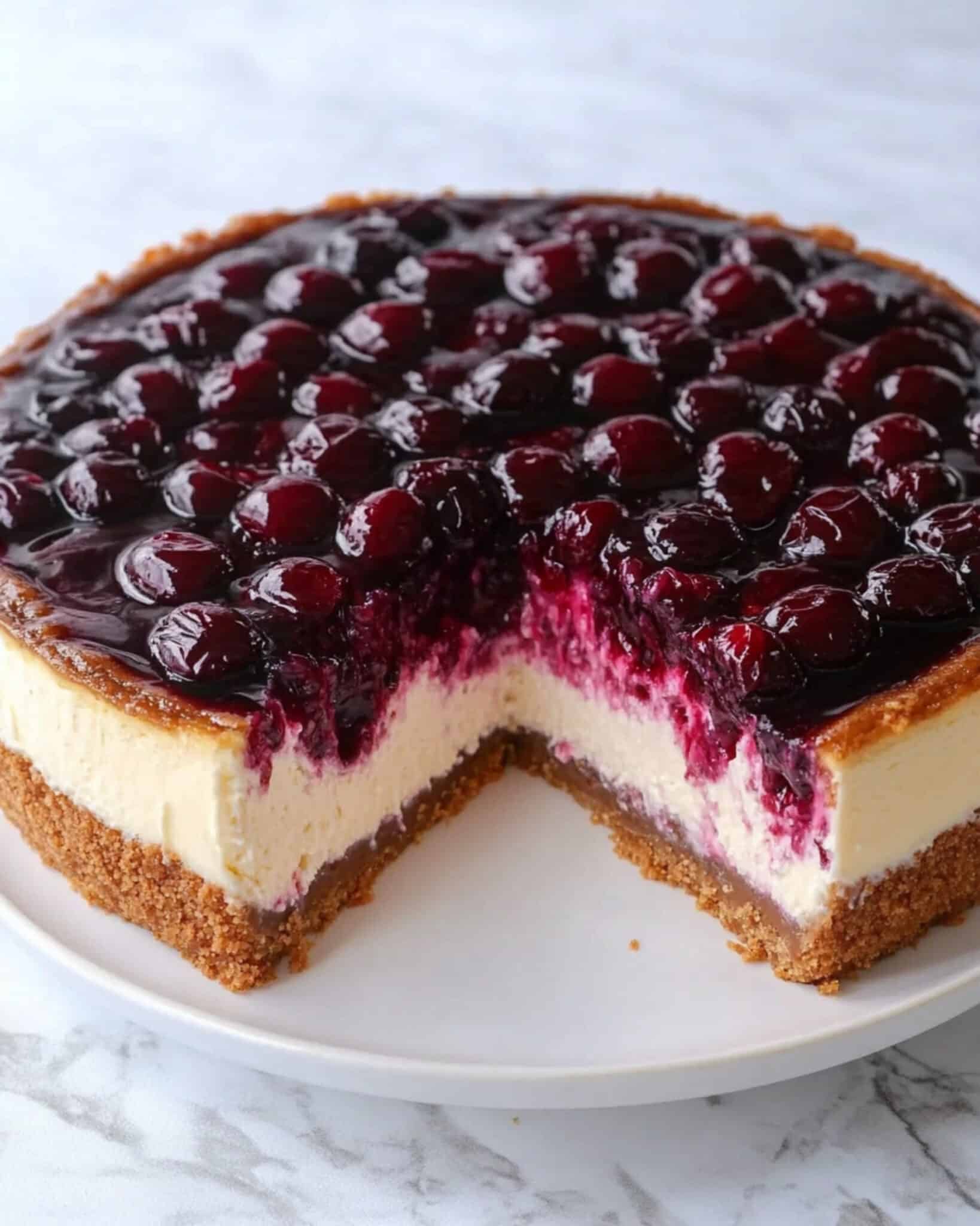 Cherry Cheesecake Recipe - YummyHere