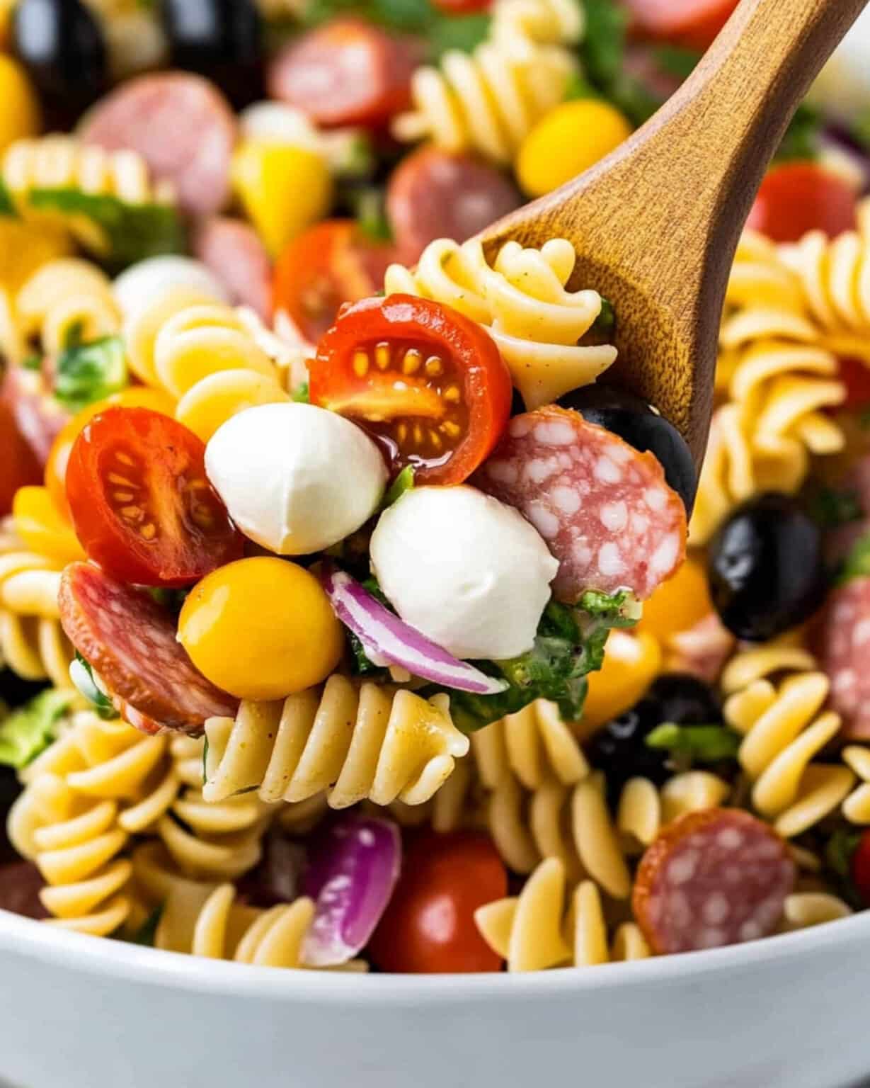 Easy Italian Pasta Salad Recipe - YummyHere
