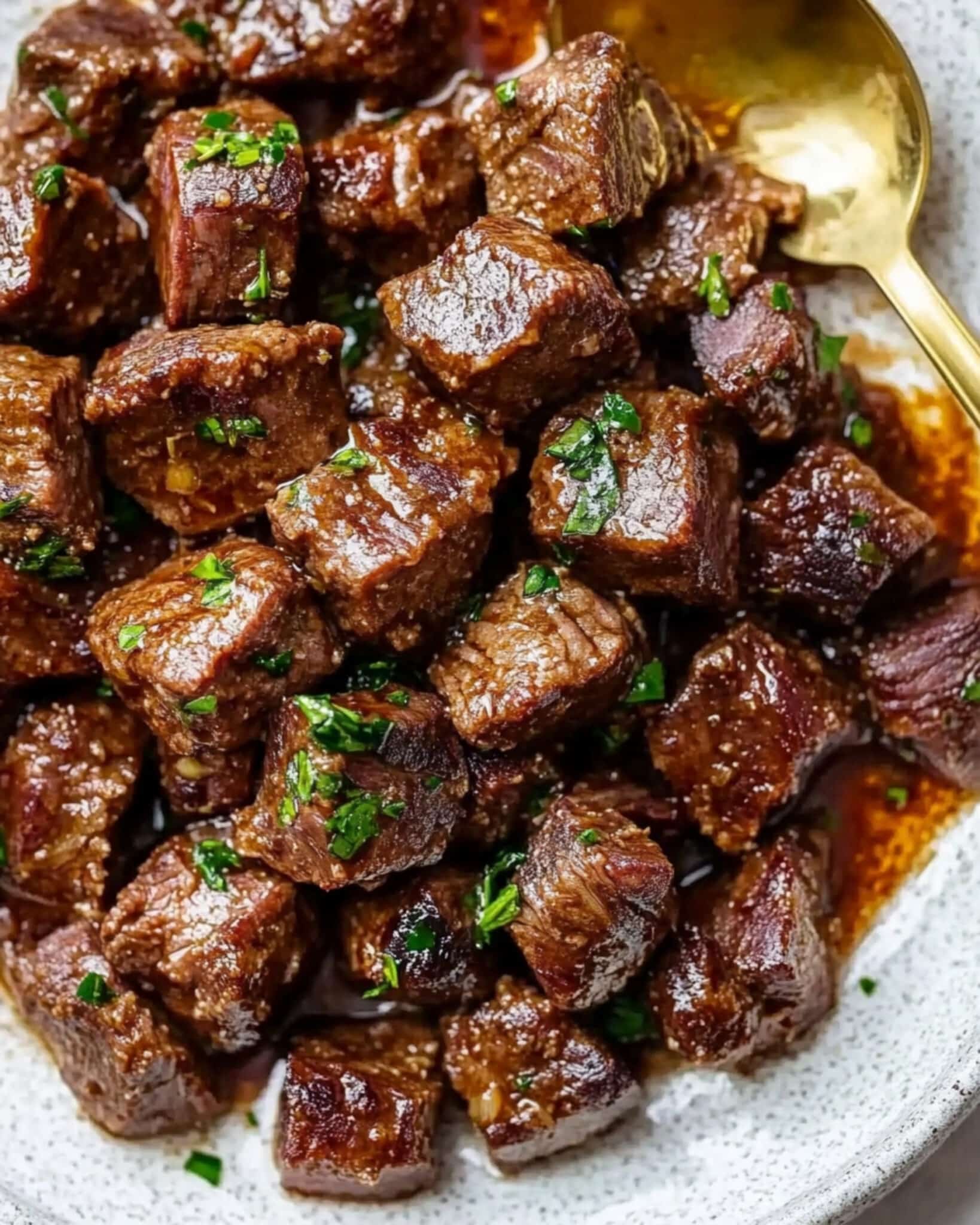 Garlic Butter Steak Bites Recipe - YummyHere