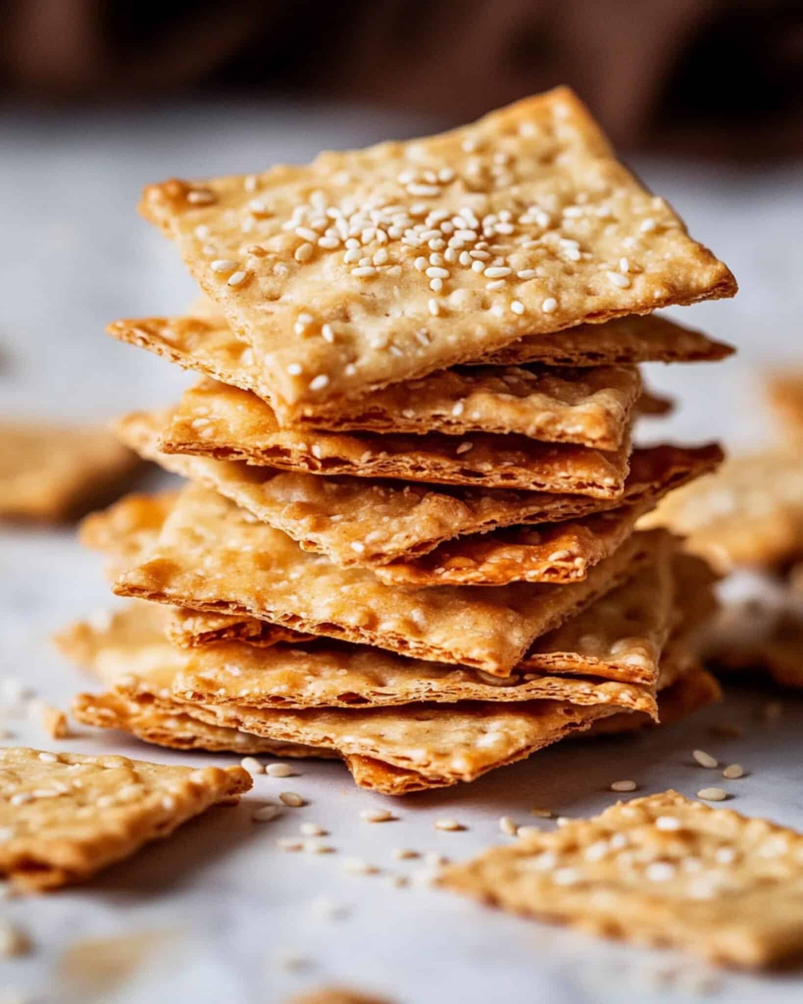 Homemade Artisan Sesame Sea Salt Crackers Recipe - YummyHere