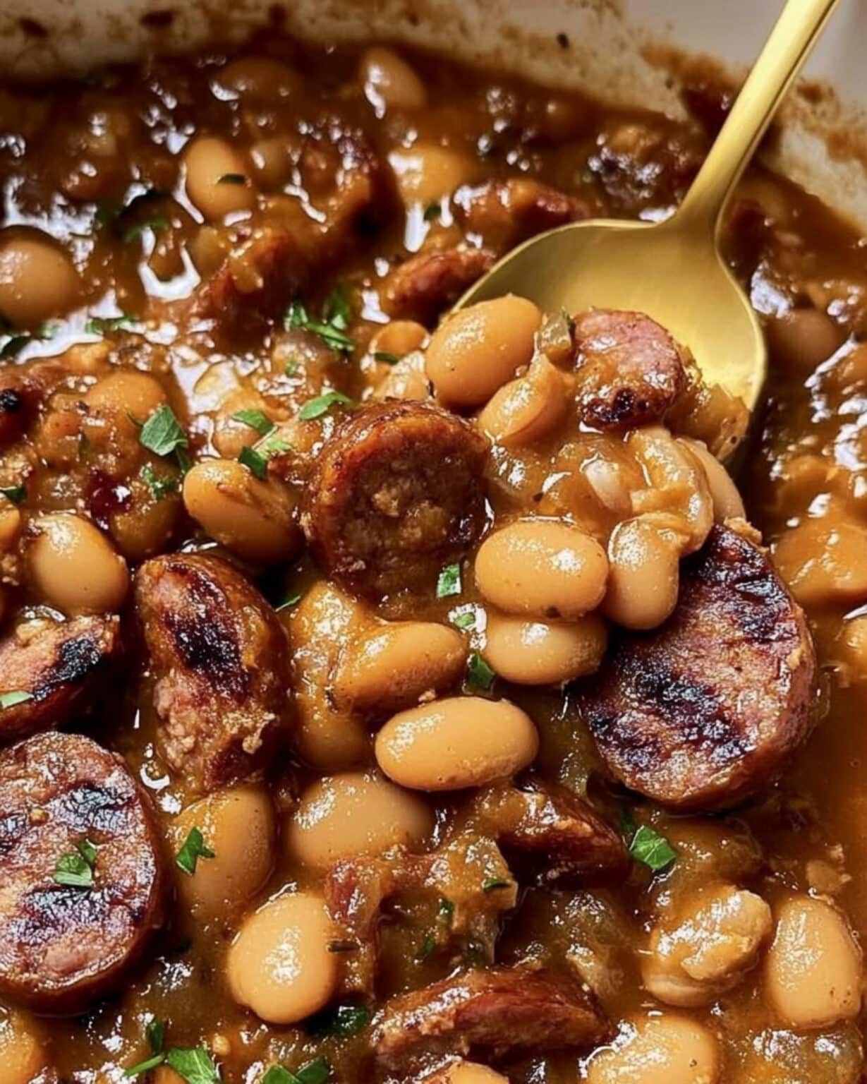 Kielbasa Cowboy Beans Recipe - YummyHere