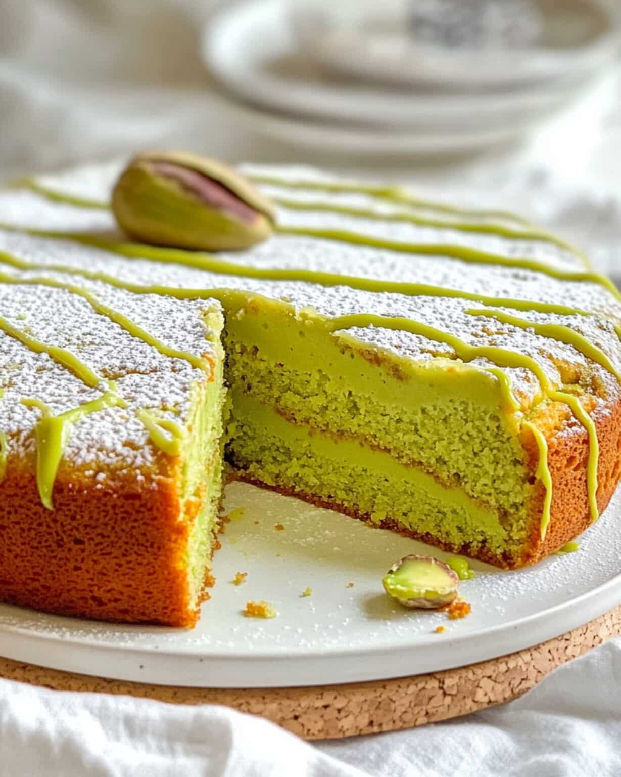 Pistachio Caprese Cake Recipe - YummyHere