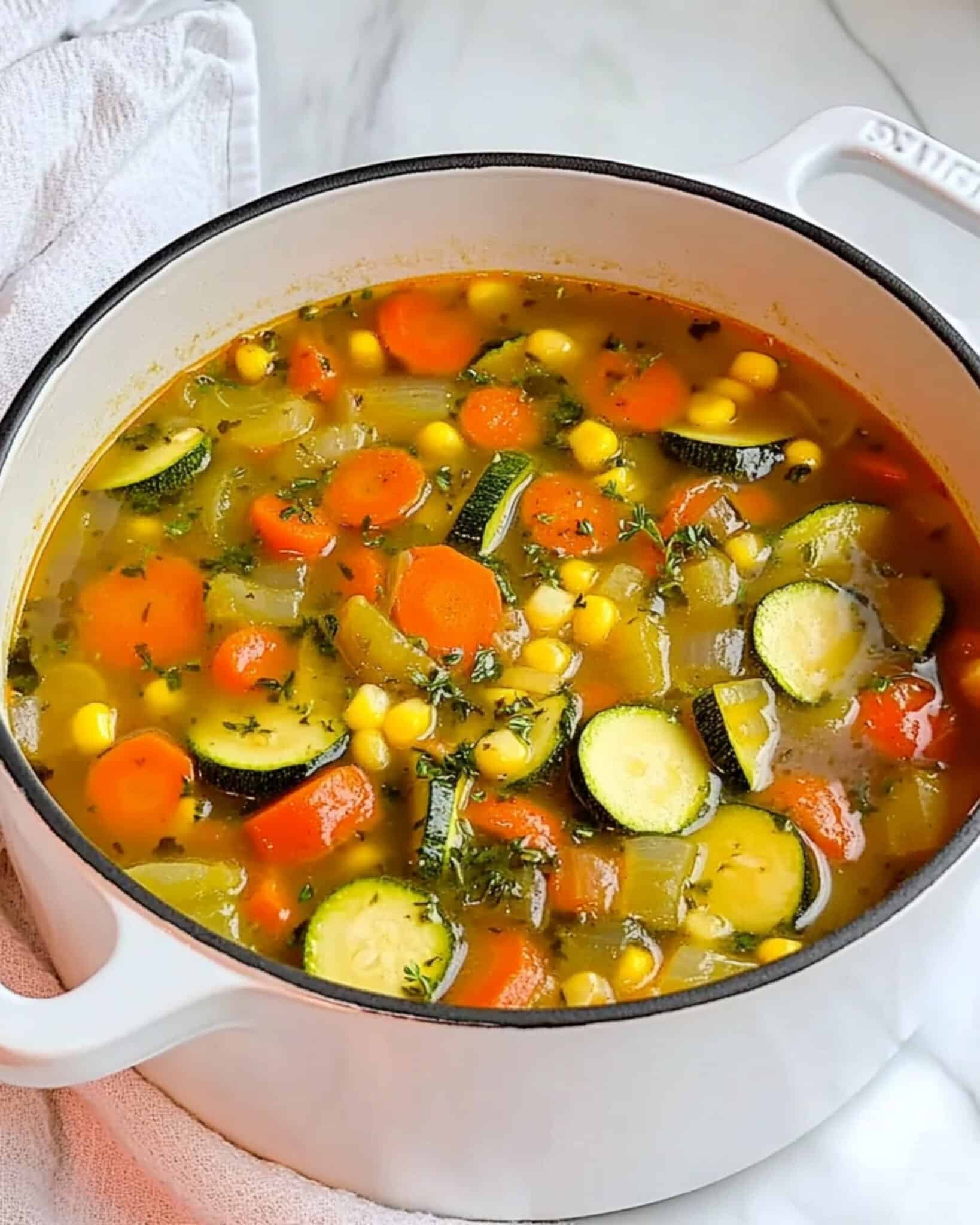 Spicy Summer Vegetable Soup Recipe - YummyHere