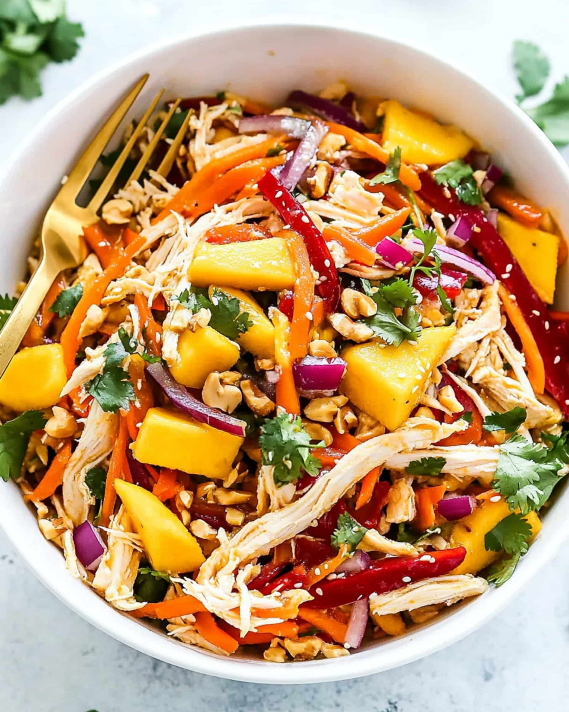 Thai Chicken Mango Salad Recipe - YummyHere
