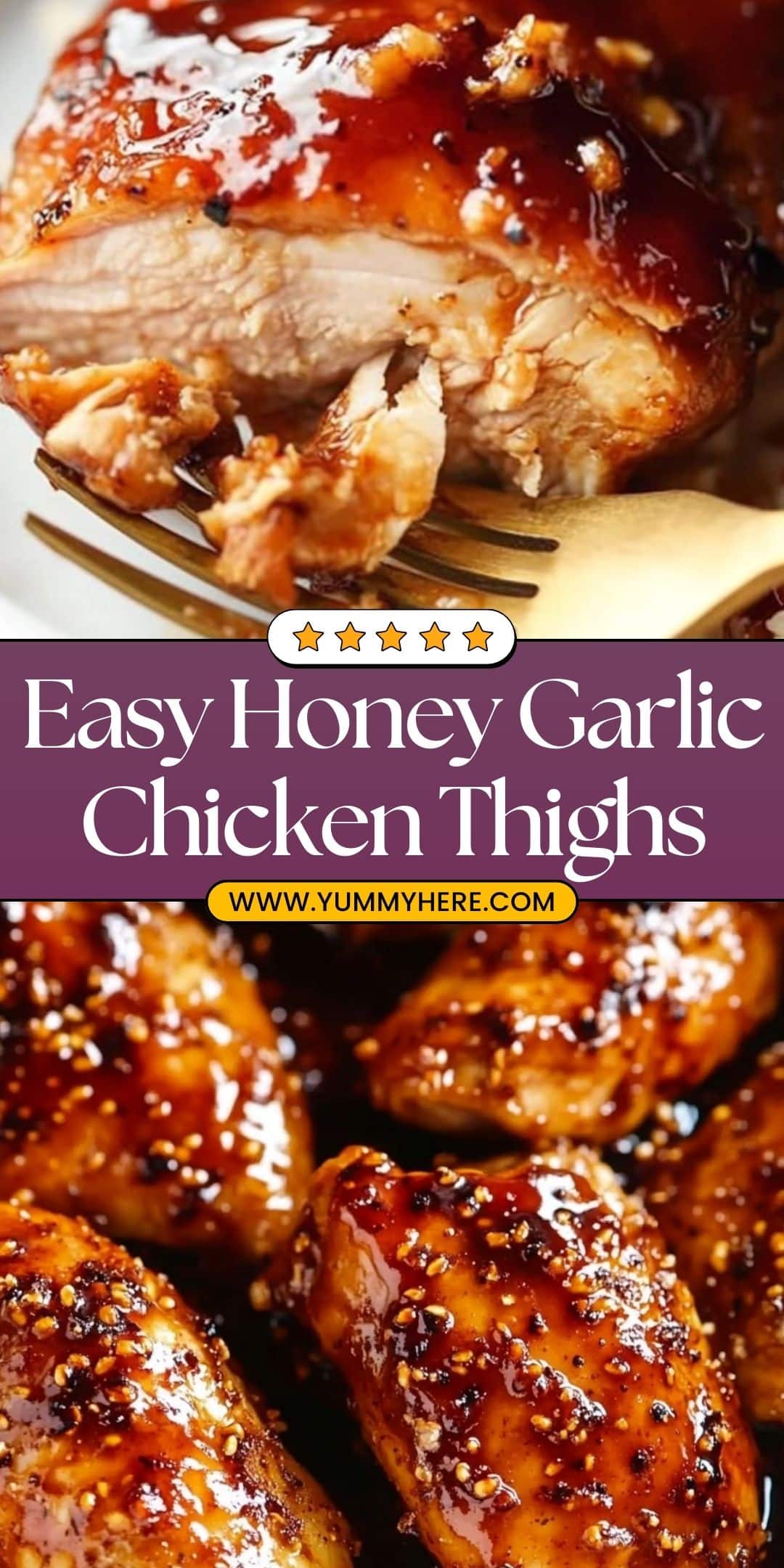 Honey Garlic Chicken Thighs Recipe - YummyHere
