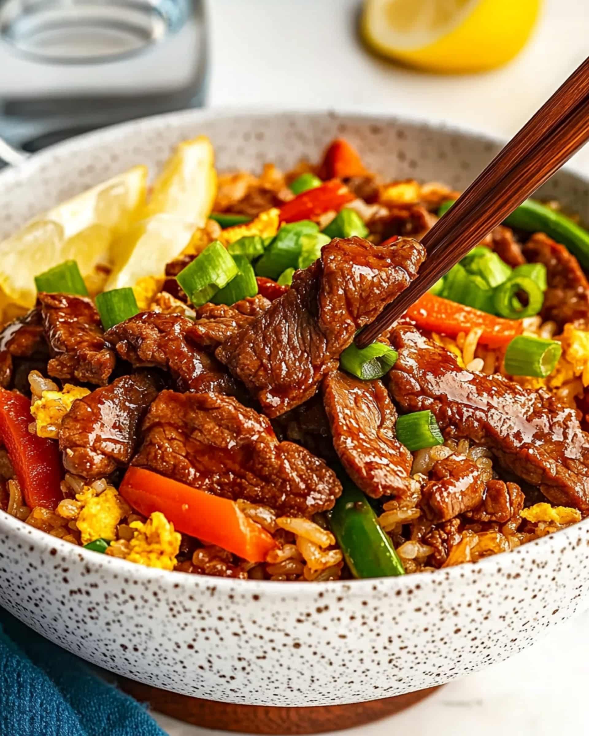Beef Fried Rice Recipe - YummyHere