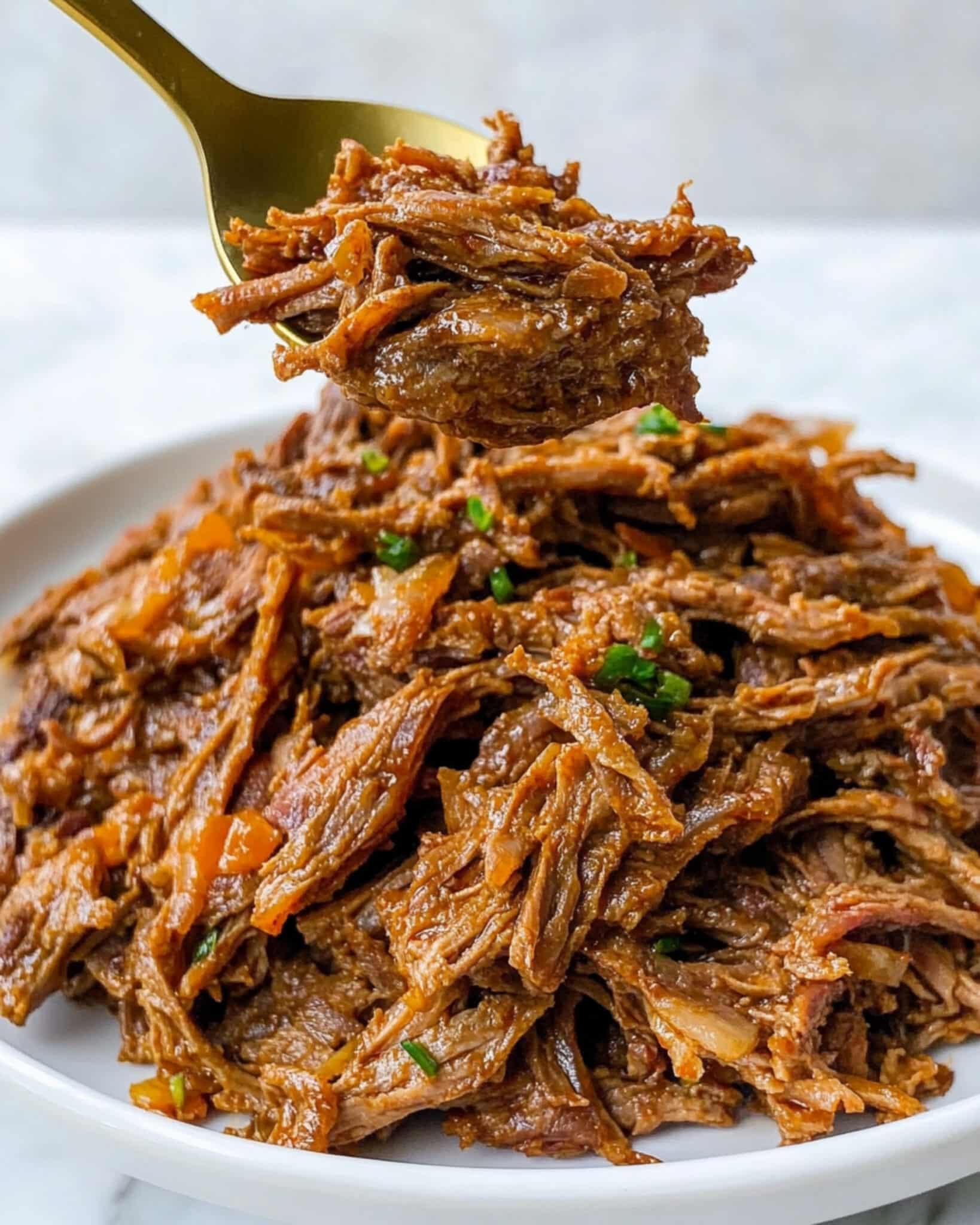 Slow Cooker Shredded Beef Recipe - YummyHere