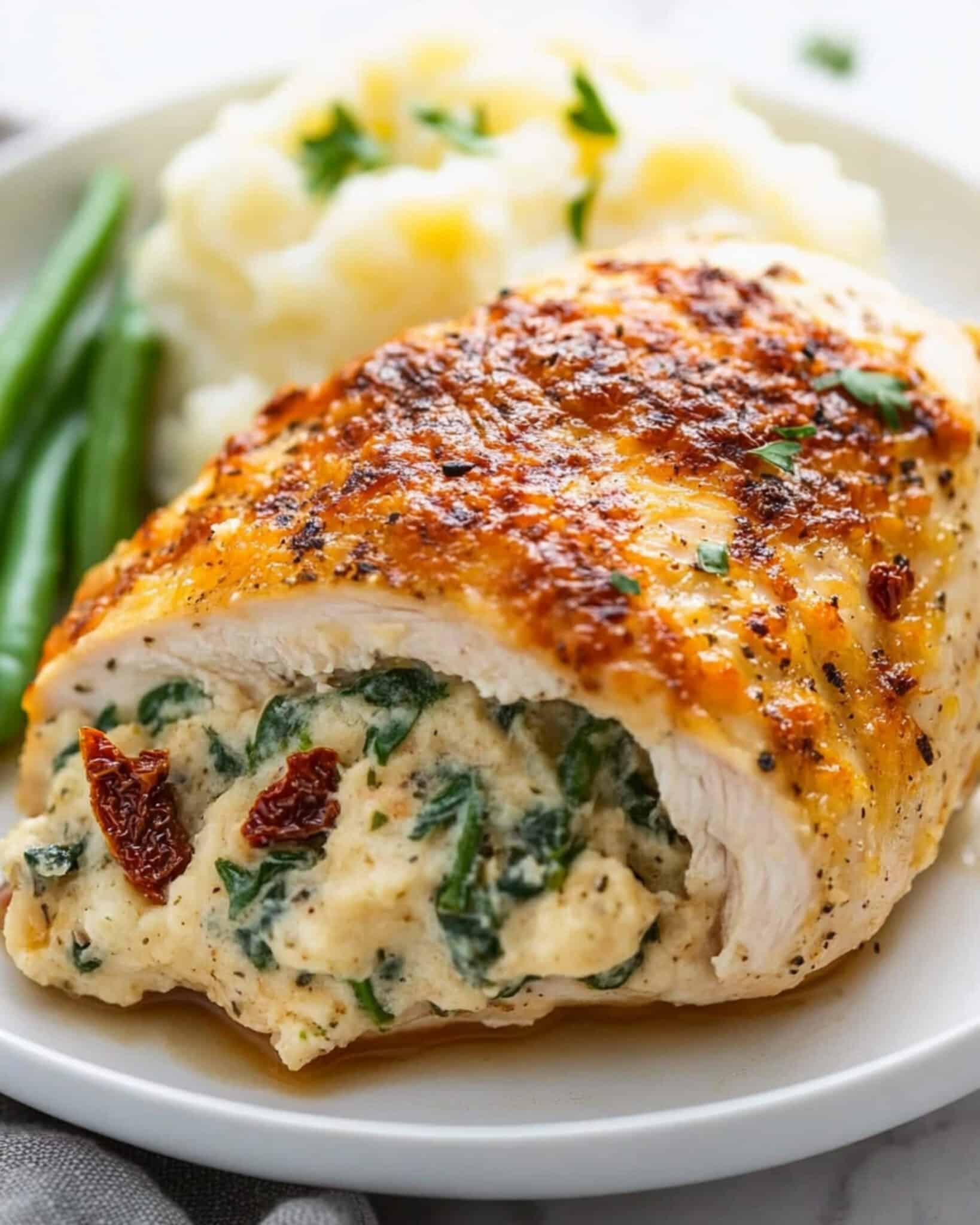 Stuffed Chicken Breast Recipe - YummyHere