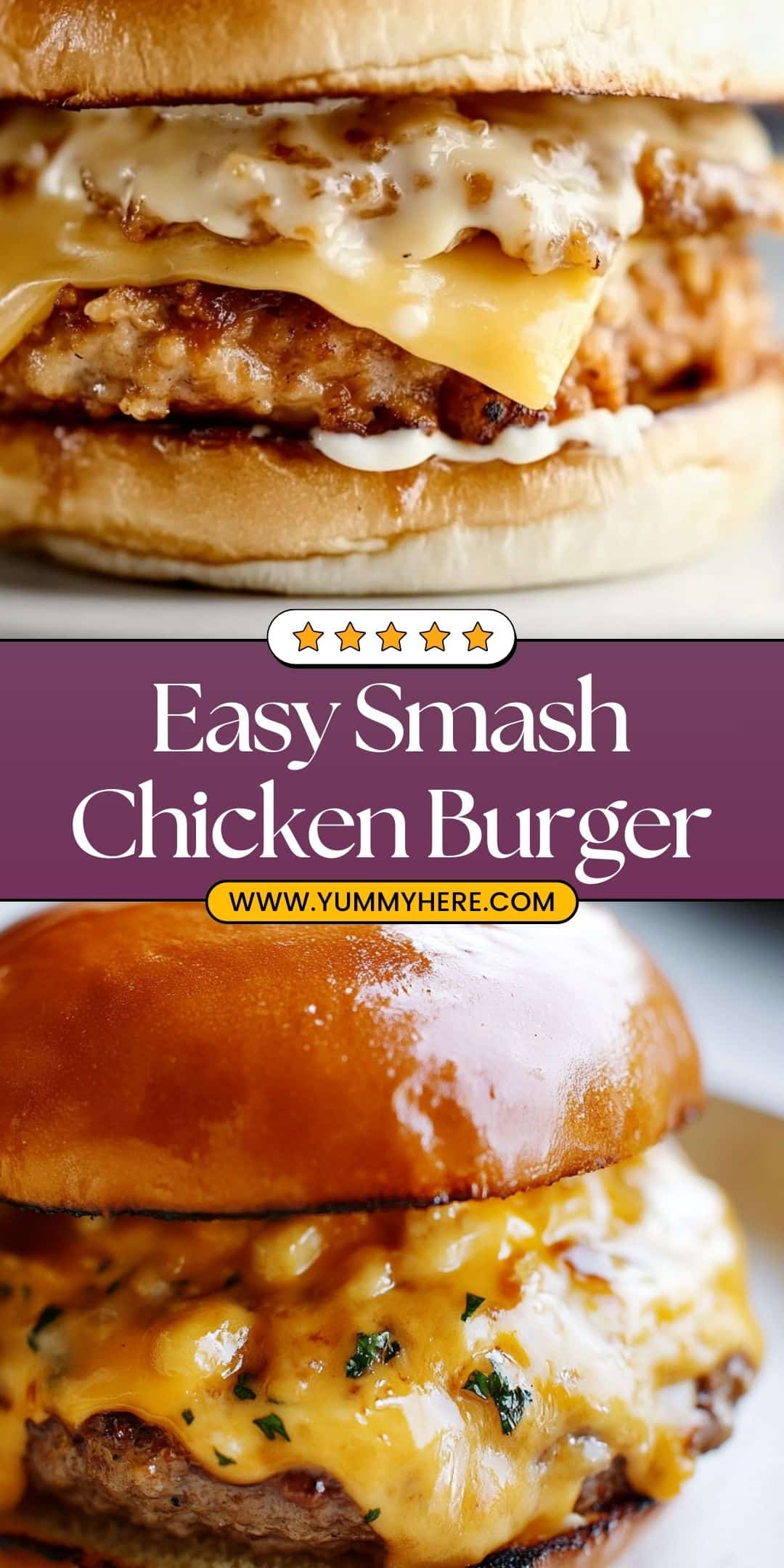 Smash Chicken Burger Recipe - YummyHere