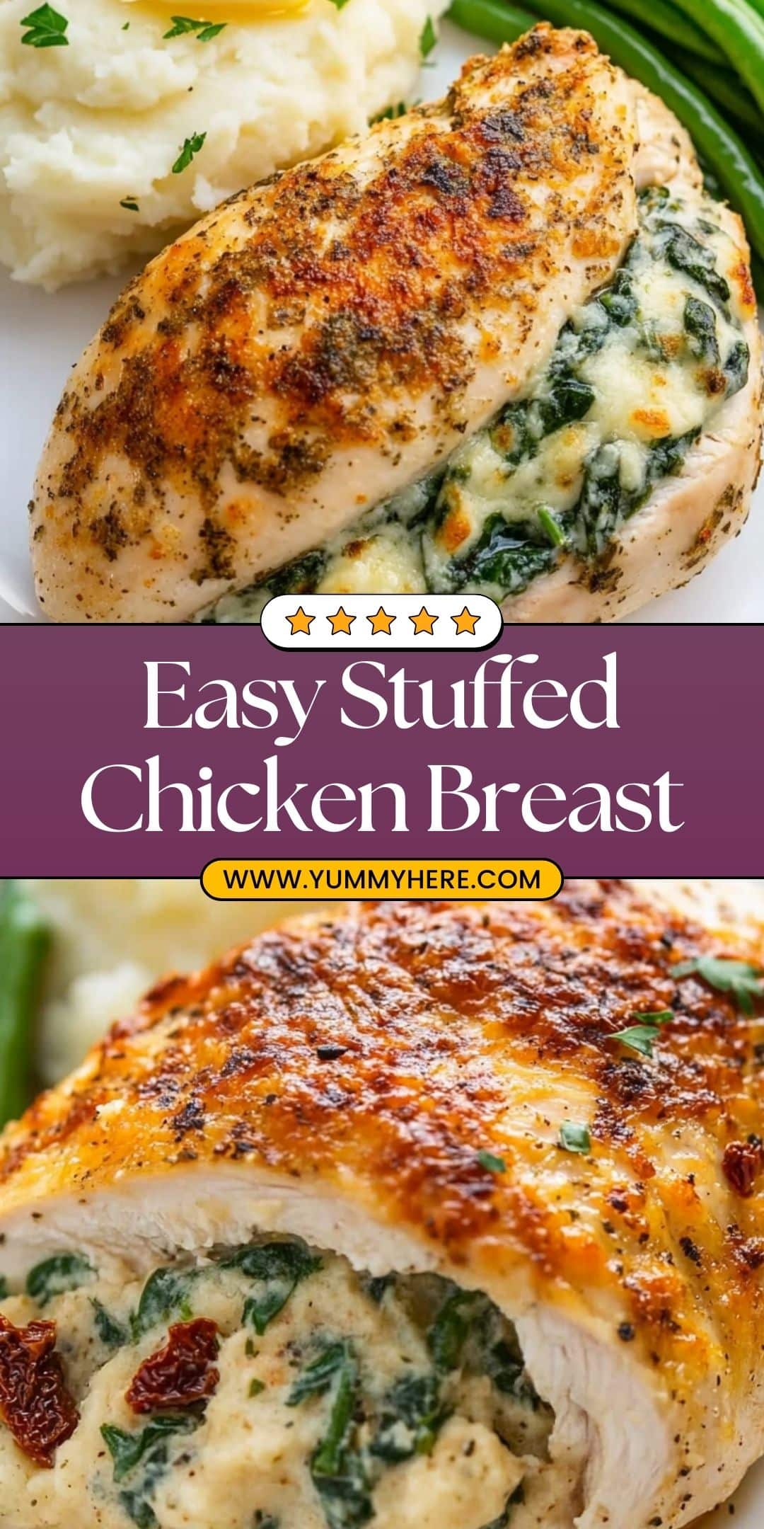 Stuffed Chicken Breast Recipe - YummyHere