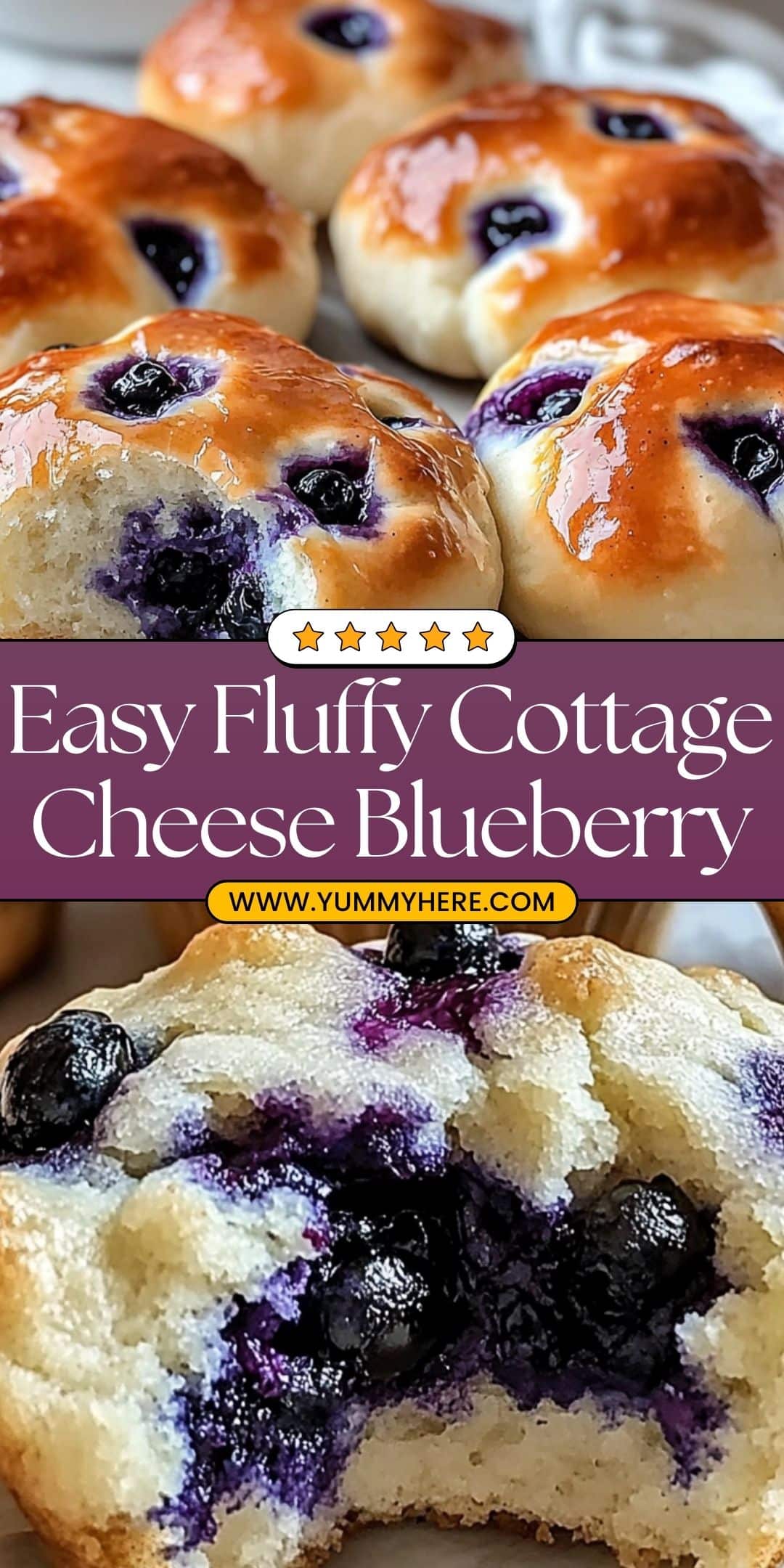 Fluffy Cottage Cheese Blueberry Cloud Bread Recipe - YummyHere