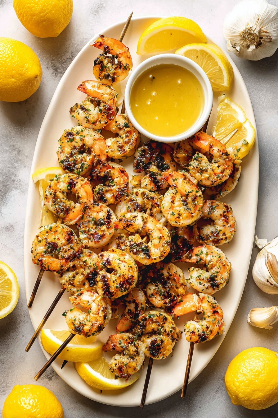 Lemon Garlic Grilled Shrimp Skewers - Flavorful & Easy Seafood