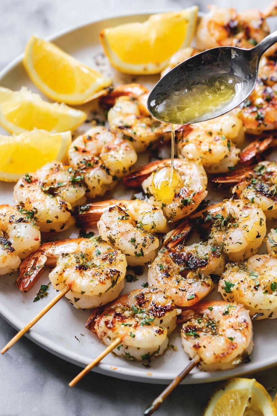 Lemon Garlic Grilled Shrimp Skewers - Flavorful & Easy Seafood